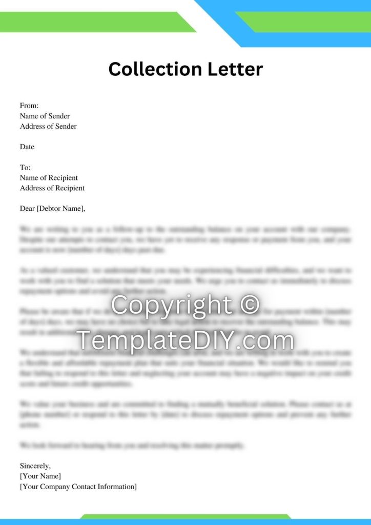 Past Due Collection Letter Sample with Examples [Word]