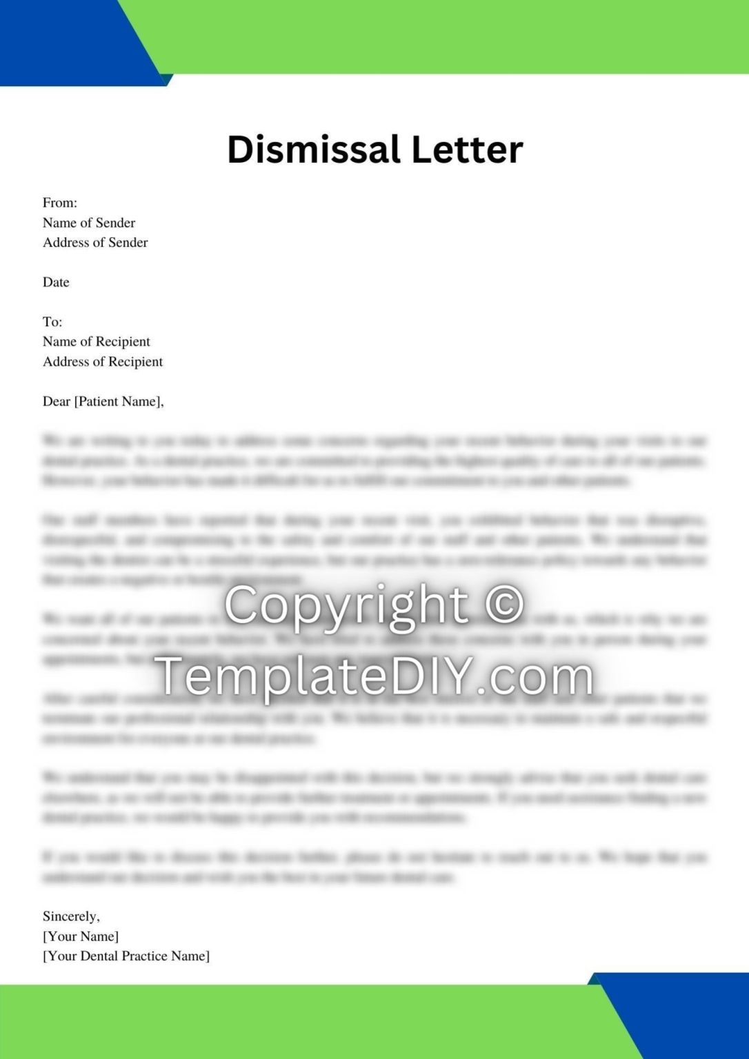 Patient Dismissal Letter for Behavior Sample with Examples