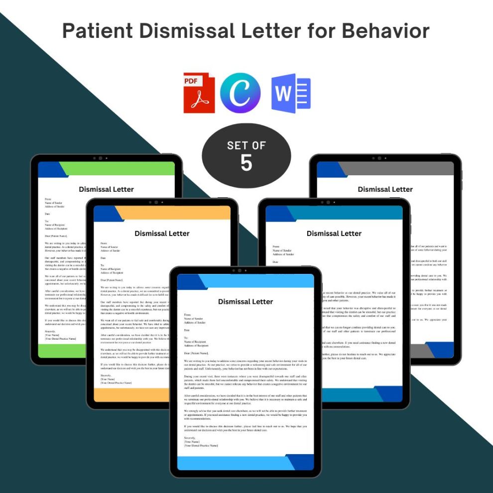 Patient Dismissal Letter for Behavior Sample with Examples