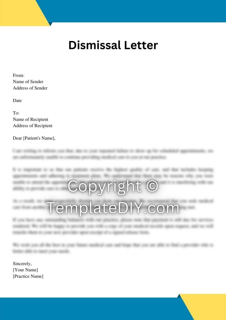 Patient Dismissal Letter for No-Show Sample with Examples