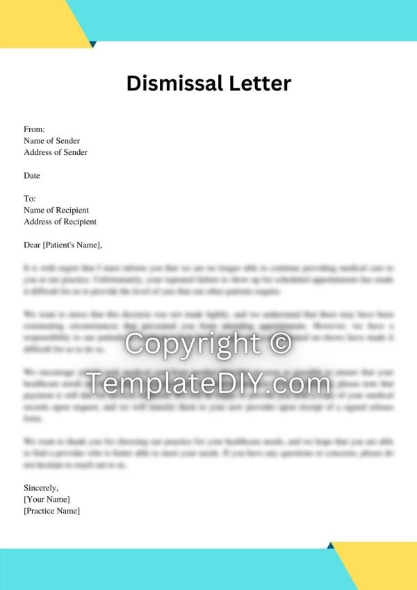 Patient Dismissal Letter for No-Show Sample with Examples