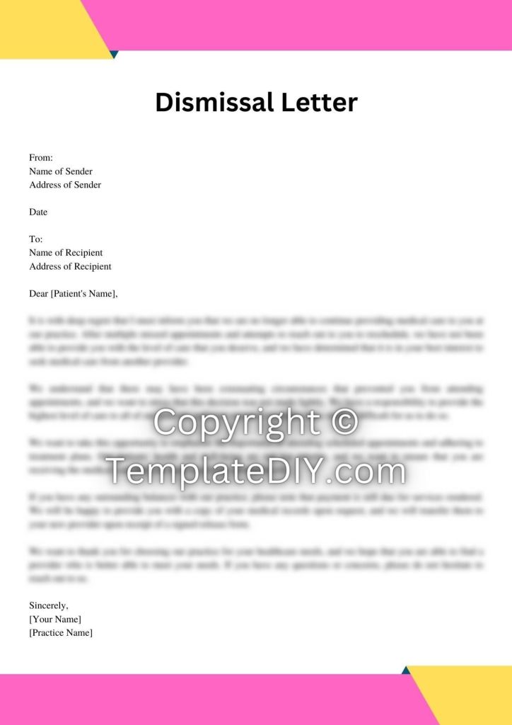 Patient Dismissal Letter for No-Show Sample with Examples