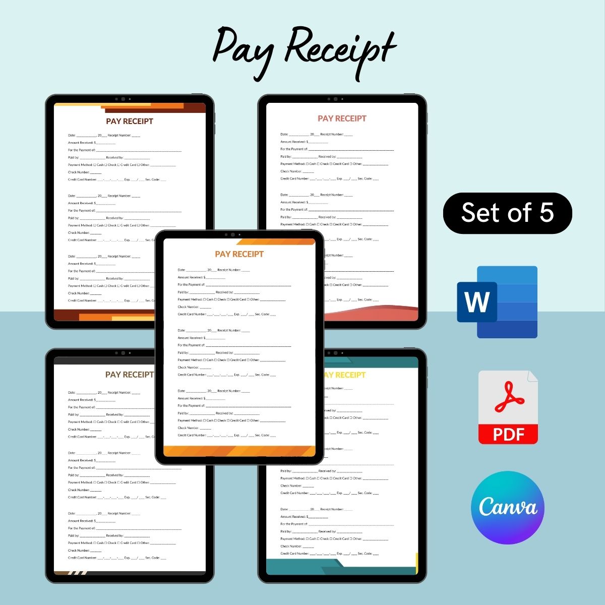 Pay Receipt Template Blank Printable in Pdf, Excel, Word