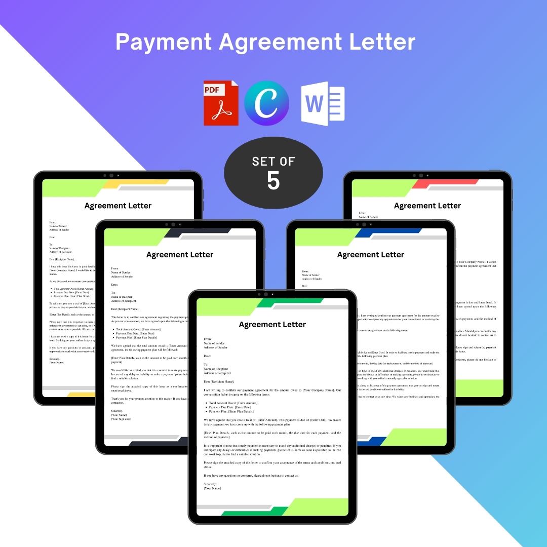 Payment Agreement Letter Sample Template with Examples