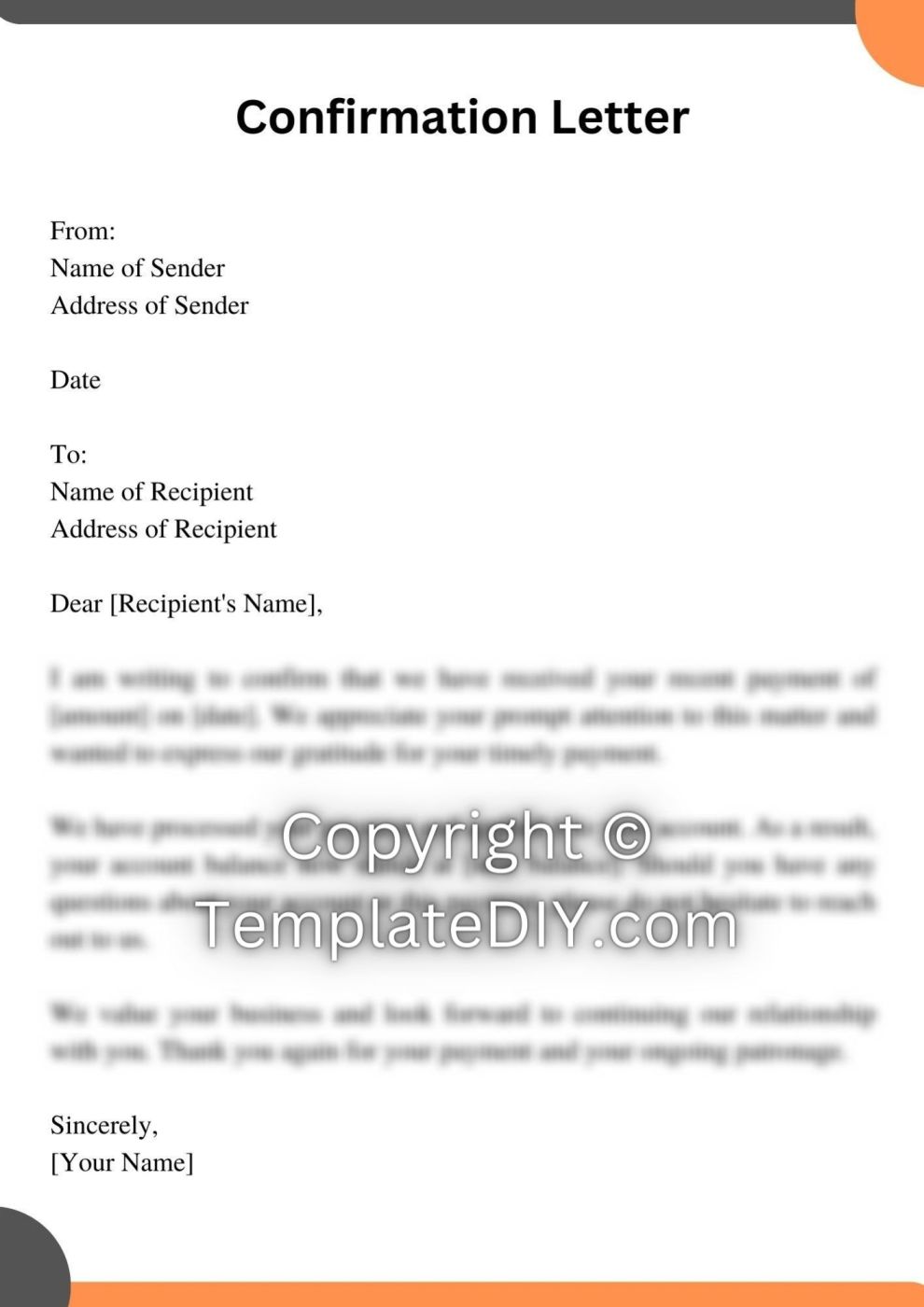 Payment Confirmation Letter Sample with Examples [Word]