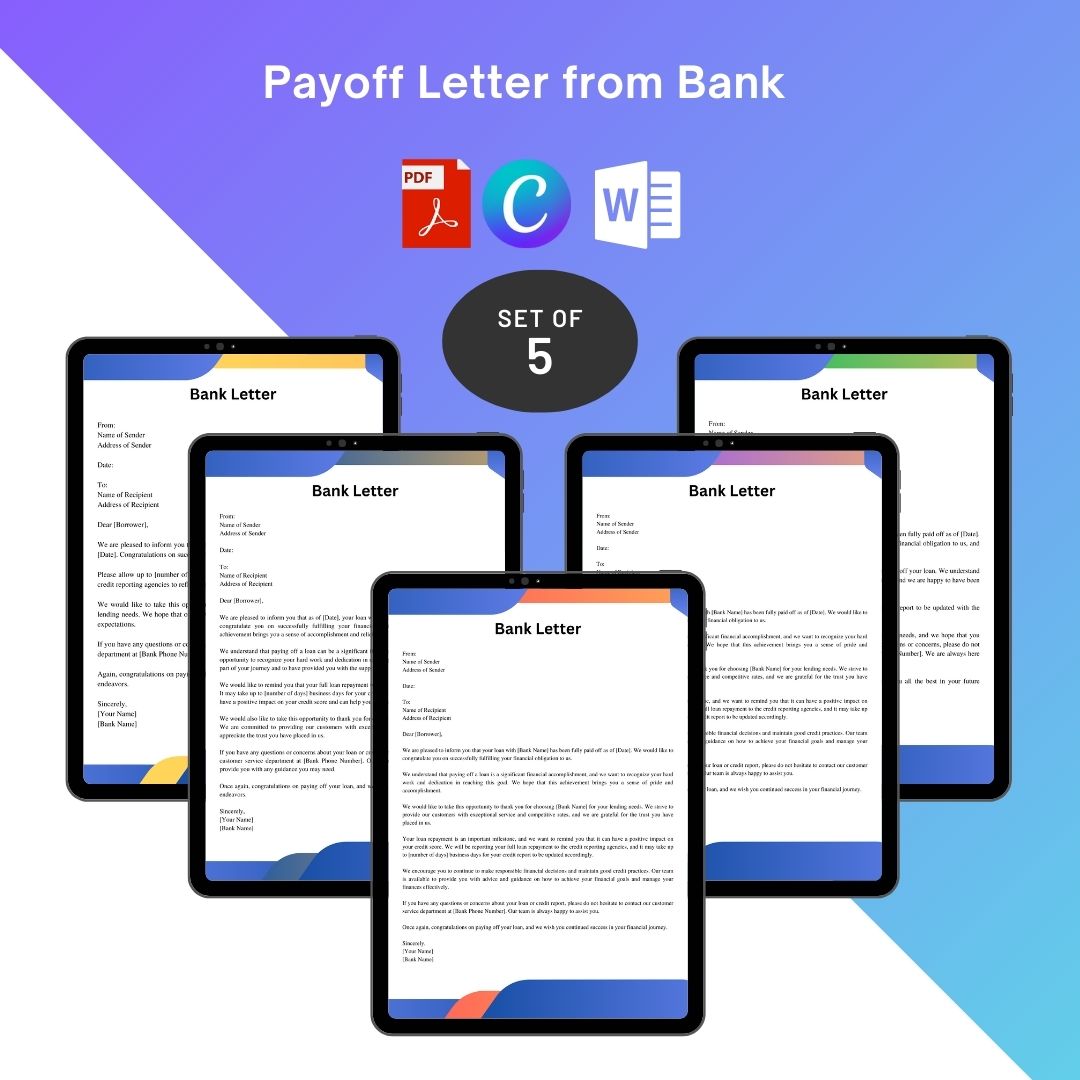 Payoff Letter from Bank Sample with Examples [Word]