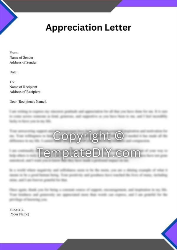 Personal Appreciation Letter Sample and Examples [Word]