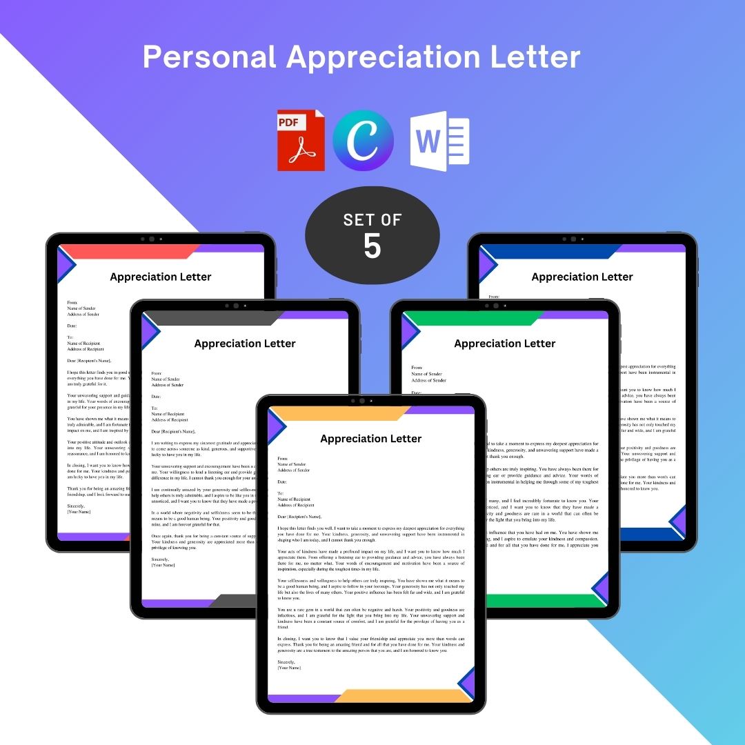 Personal Appreciation Letter Sample and Examples [Word]