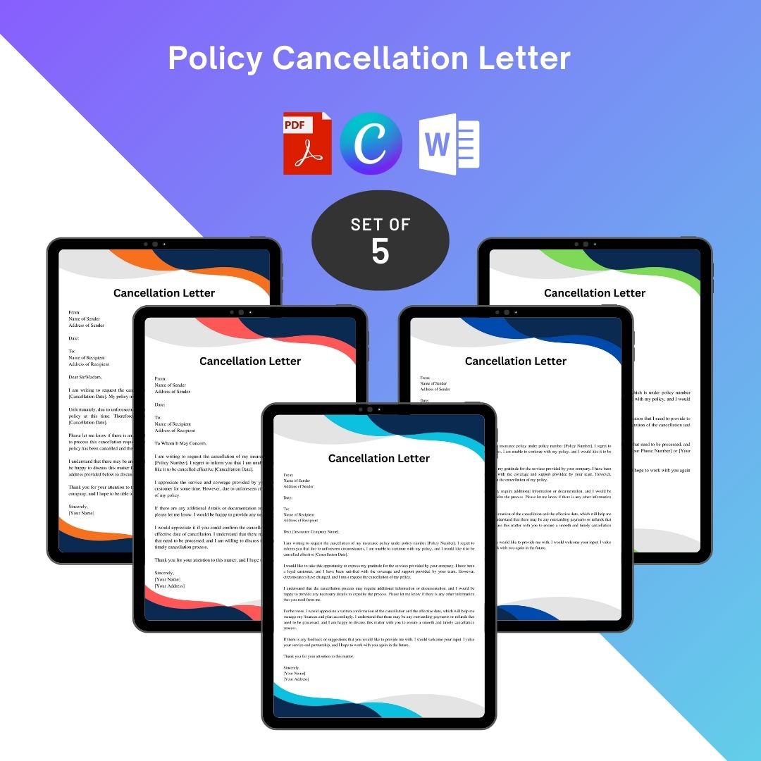 Policy Cancellation Letter Sample Template with Examples