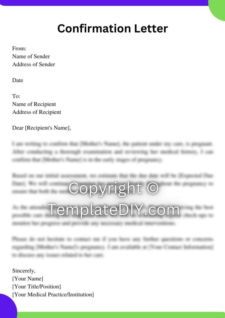 Pregnancy Confirmation Letter Sample with Examples [Word]