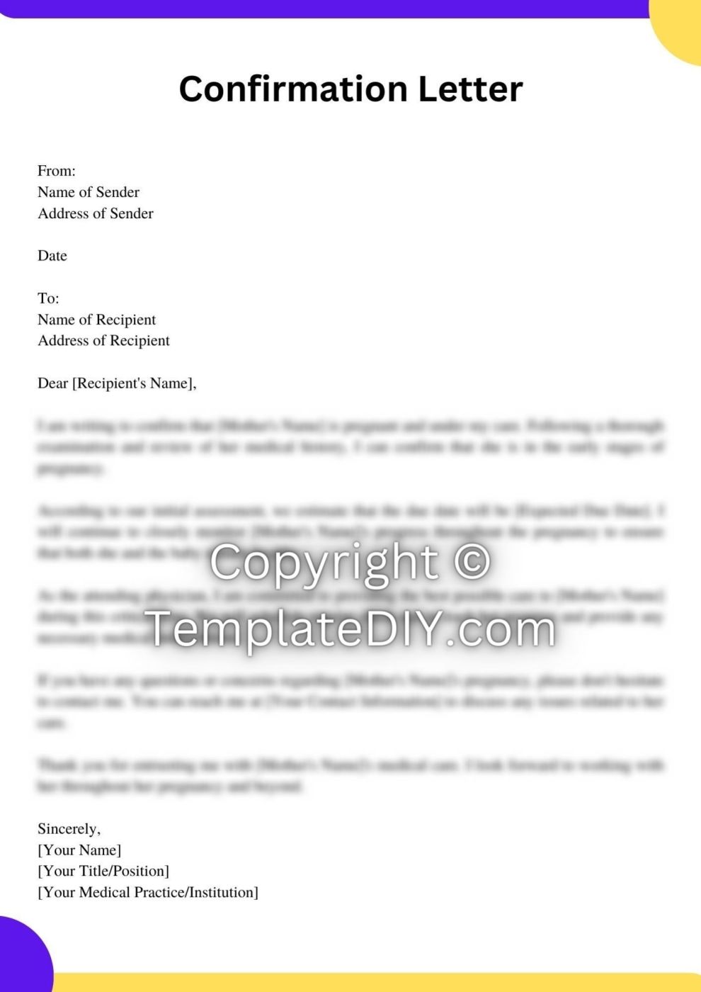 Pregnancy Confirmation Letter Sample with Examples [Word]