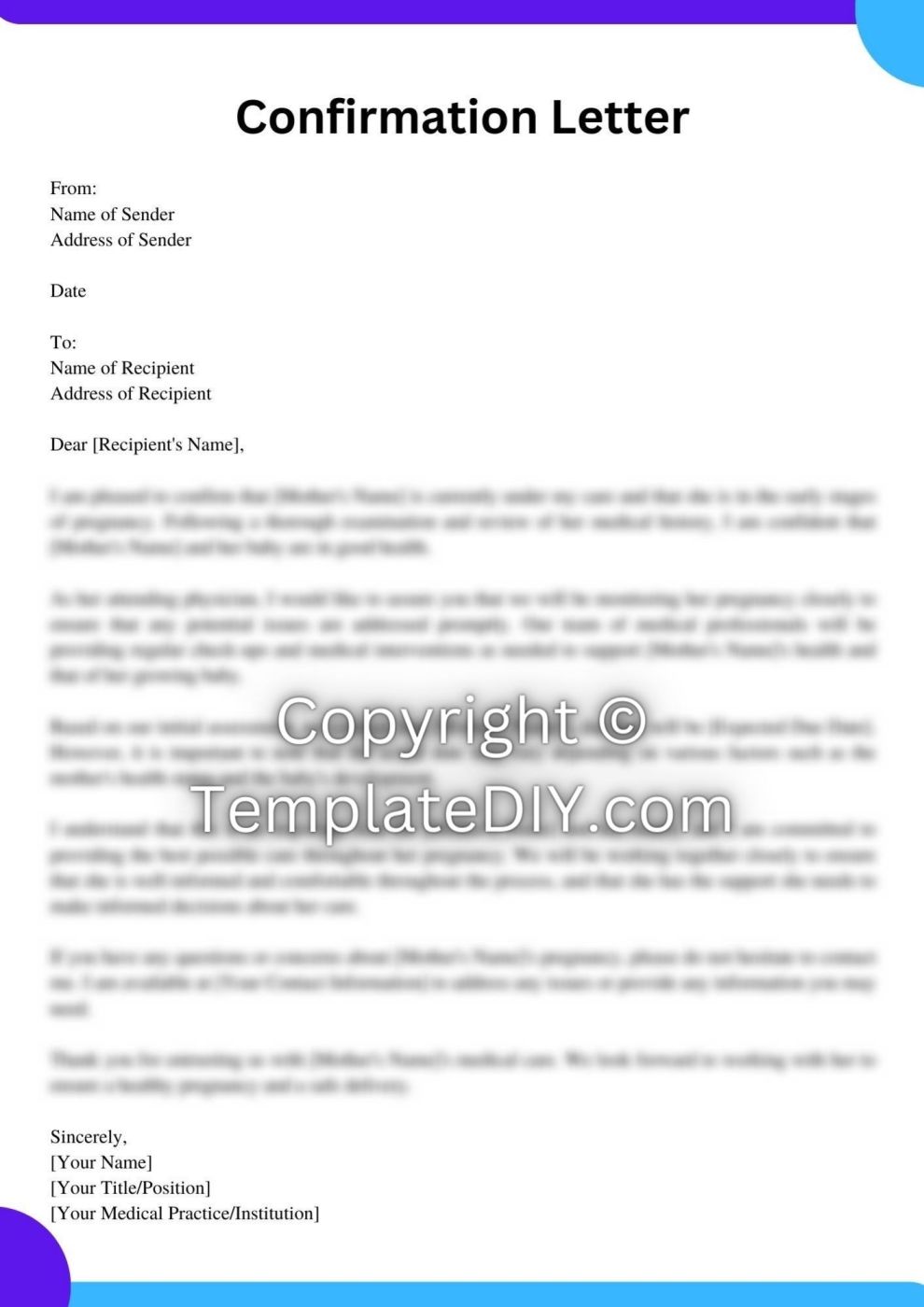 Pregnancy Confirmation Letter Sample with Examples [Word]