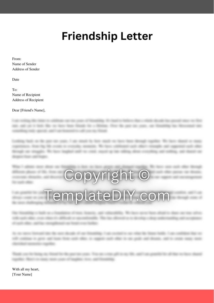 10 Years of Friendship Letter Sample with Examples [Word]