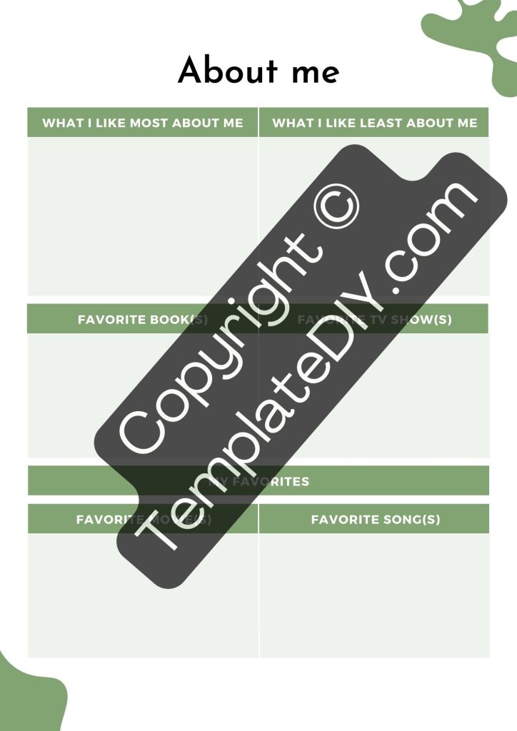 About me Template Printable Template in PDF & Word