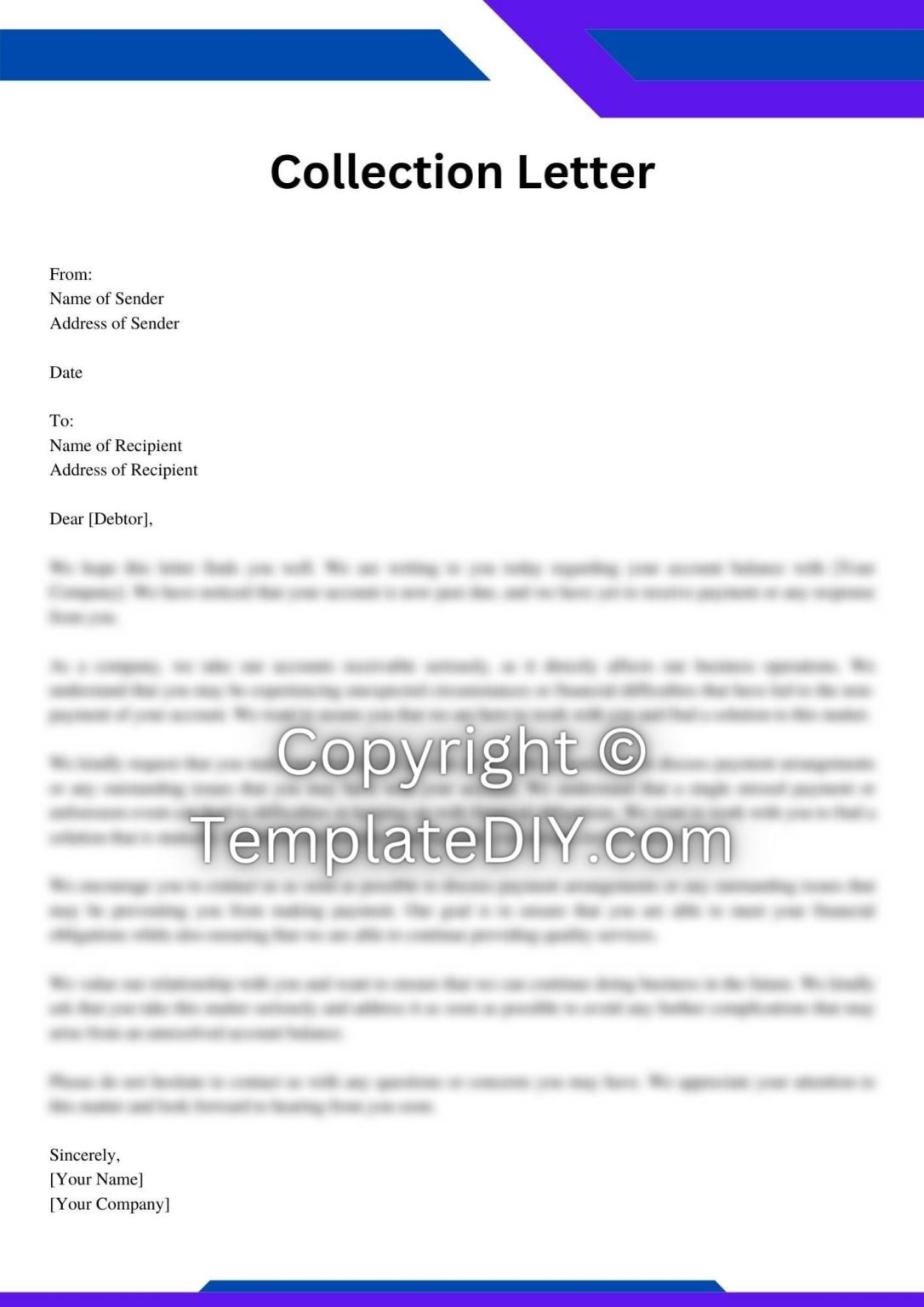 Accounts Receivable Collection Letter Sample and Examples