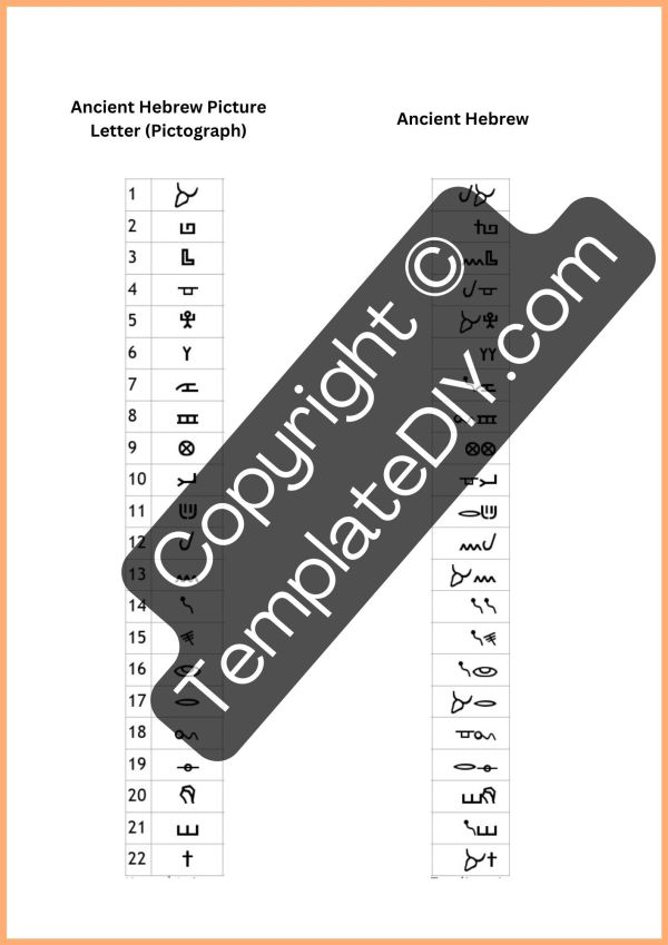 Ancient Hebrew Alphabet Printable Template in Pdf Word