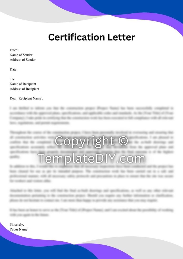As Built Certification Letter Sample with Examples [Word]