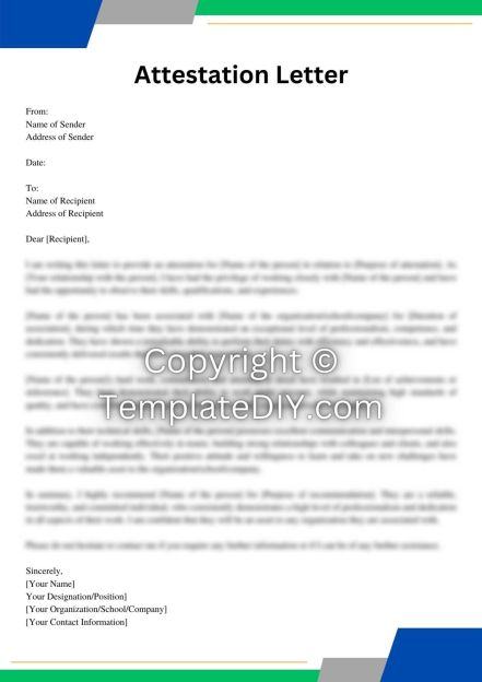 Download Attestation Letter Template | Word Editable Format