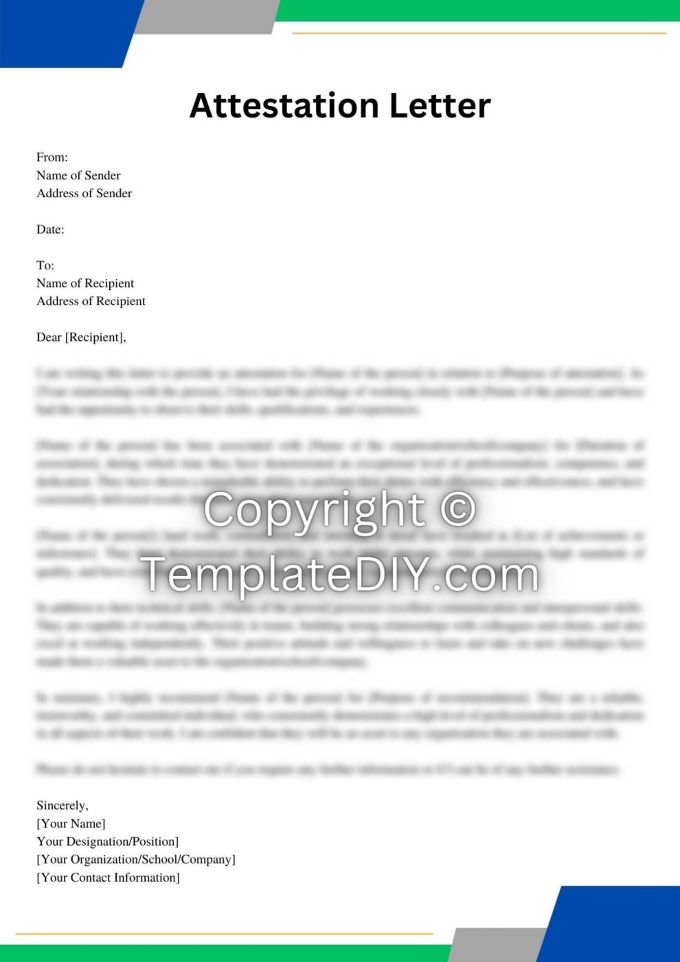 Download Attestation Letter Template | Word Editable Format