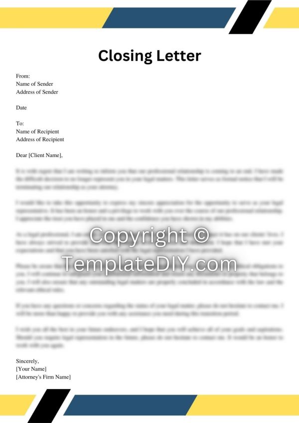 Attorney Closing Letter to Client Sample with Examples
