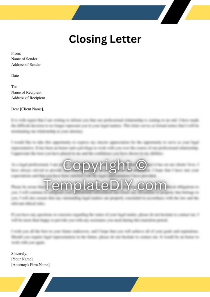 Attorney Closing Letter to Client Sample with Examples