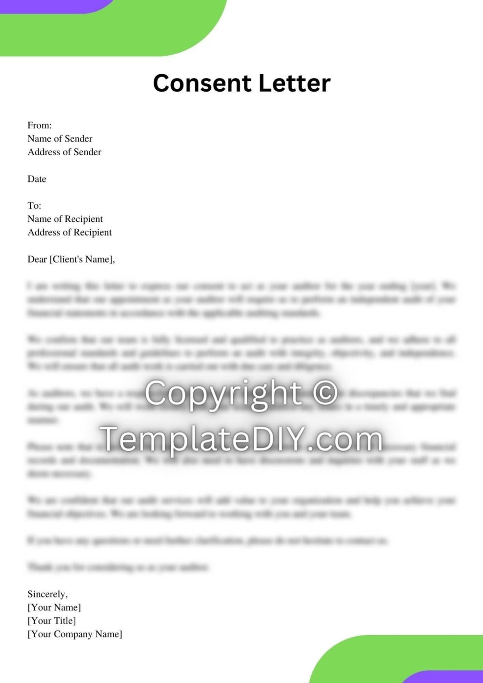 Auditor Consent Letter Sample with Examples [Word]