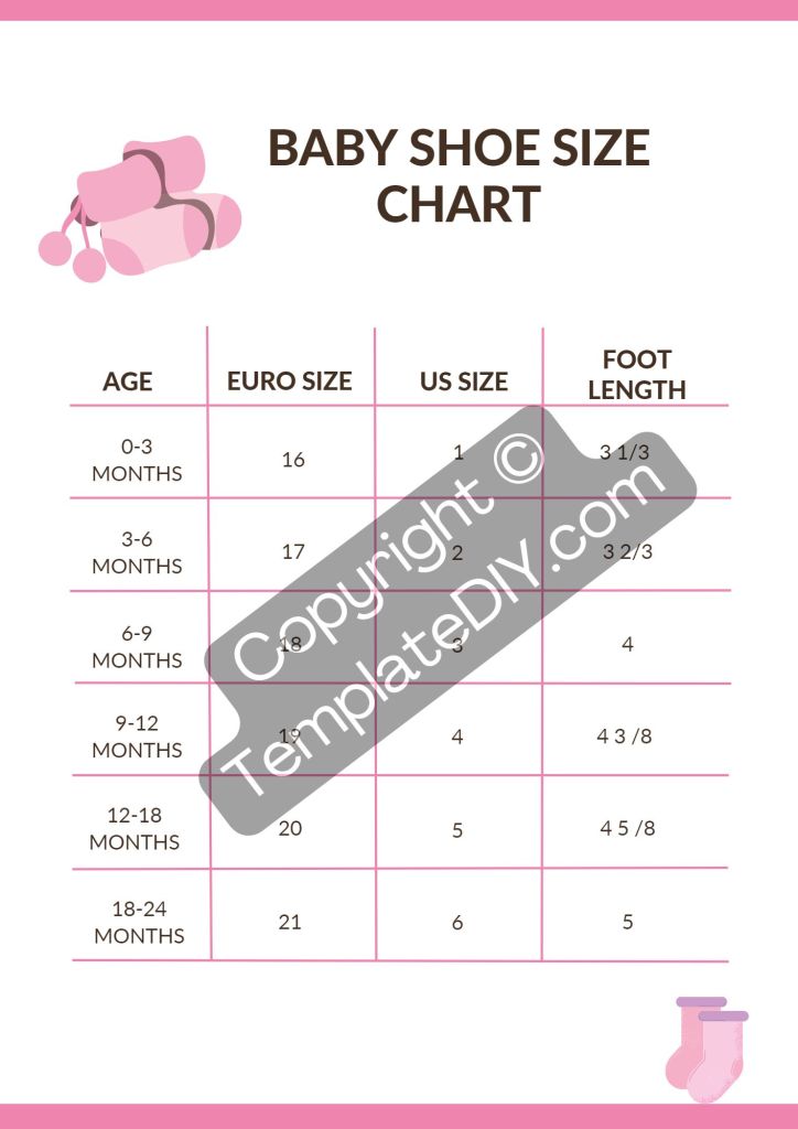 Baby Shoe Size Chart Printable | PDF & Word Template