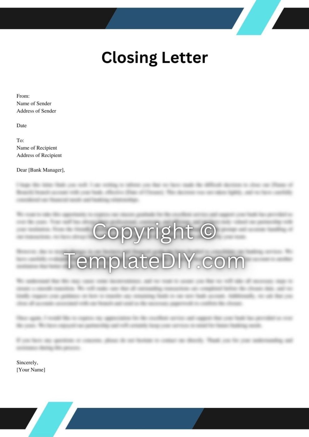 Bank Branch Closing Letter Sample Template with Examples