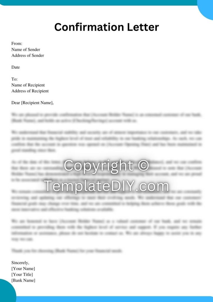 Bank Confirmation Letter Sample with Examples [Word]
