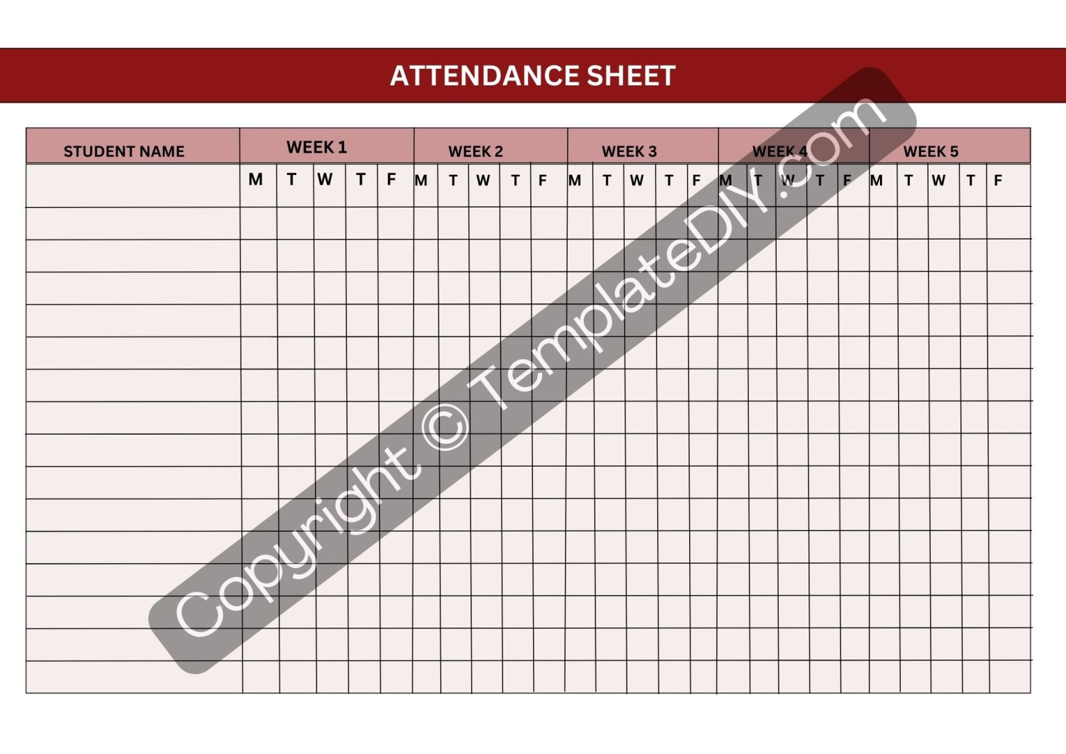 Blank Attendance Sheet Template Printable PDF, Word, Excel
