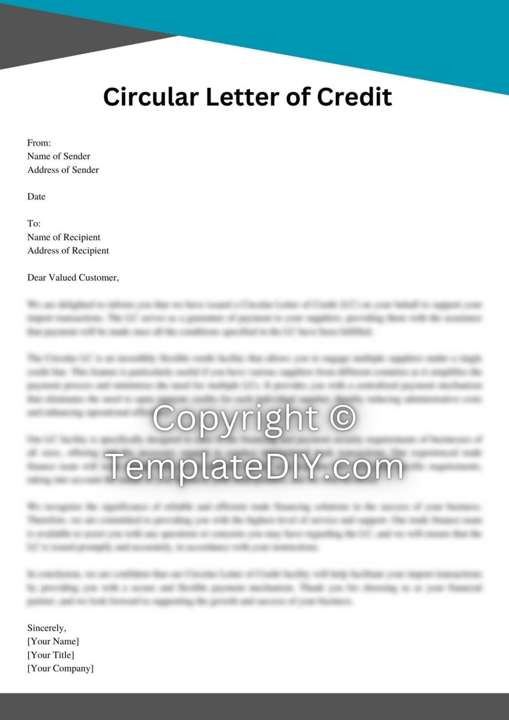 Circular Letter of Credit Sample Template with Examples