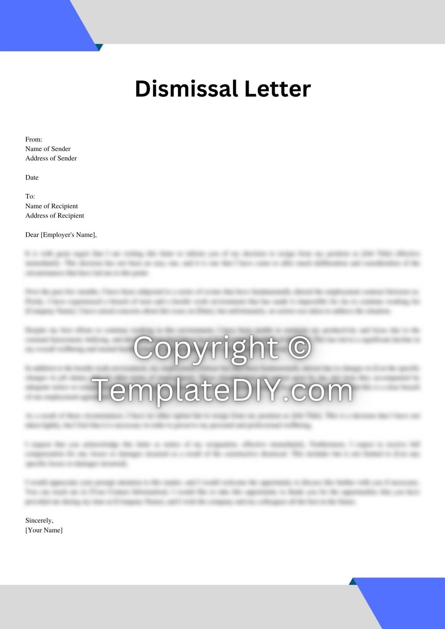 Resignation Letter For Constructive Dismissal