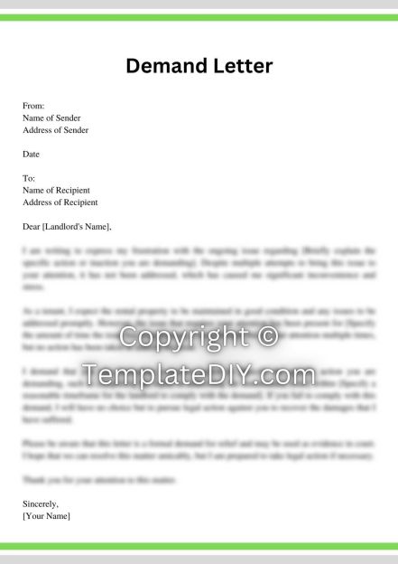 Demand Letter to Landlord Sample with Examples [Word]