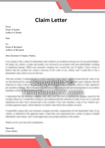 Vehicle Diminished Value Claim Letter Sample & Template