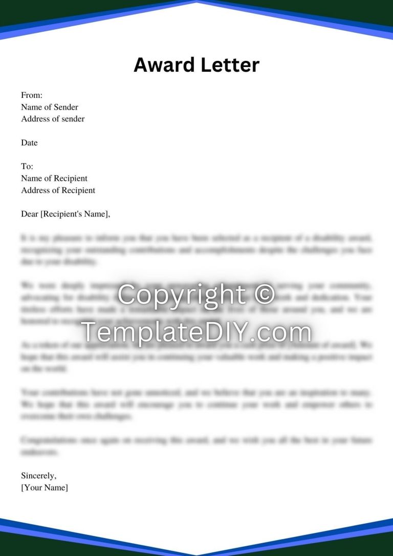 Disability Award Letter Sample with Examples [Word]