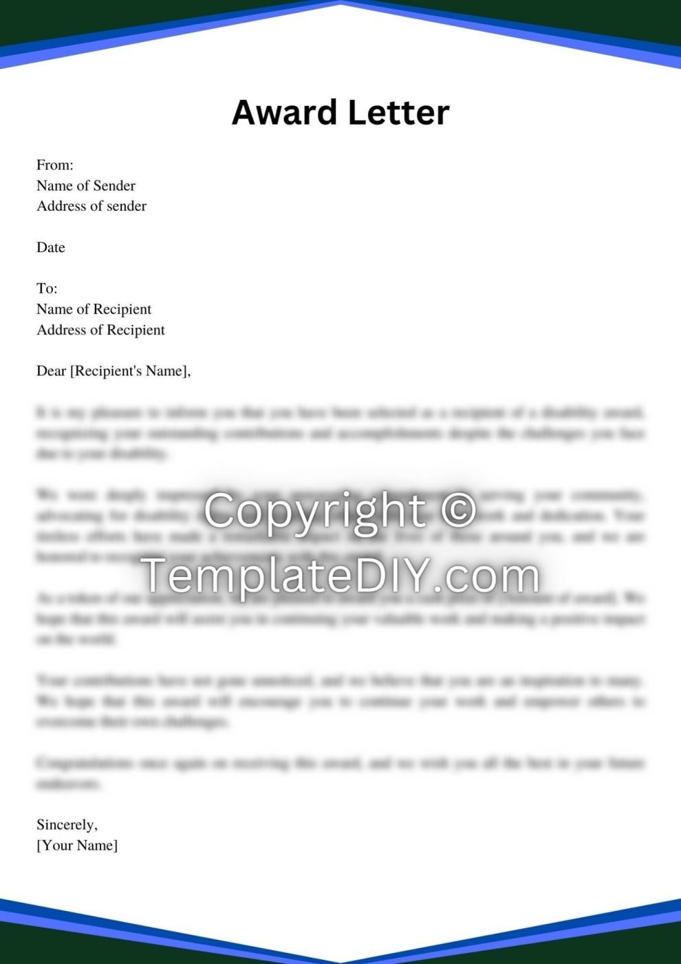 Disability Award Letter Sample with Examples [Word]