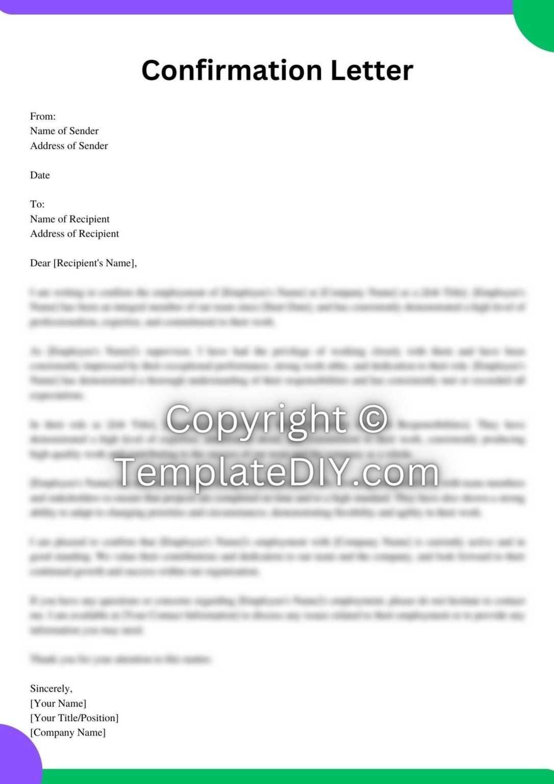 Employment Confirmation Letter Sample with Examples [Word]