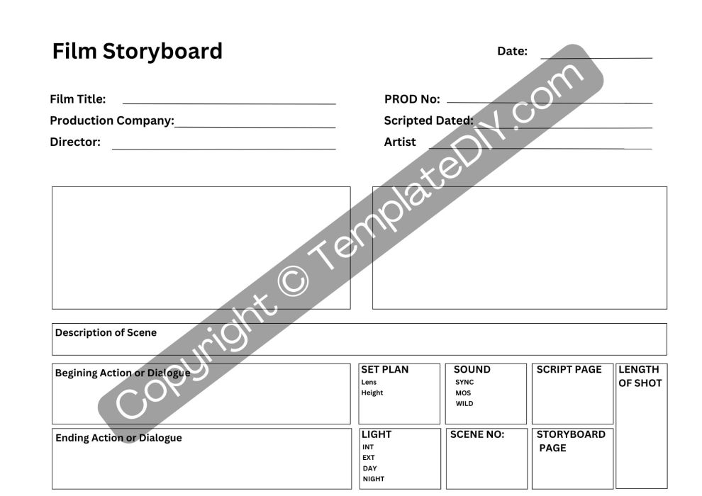 Film Storyboard Template Printable PDF, Word [Editable]