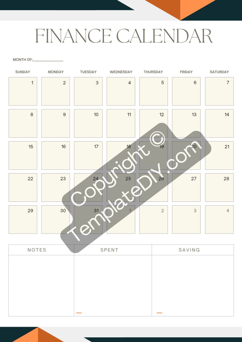 Finance Calendar Printable Template in PDF, Word [Editable]