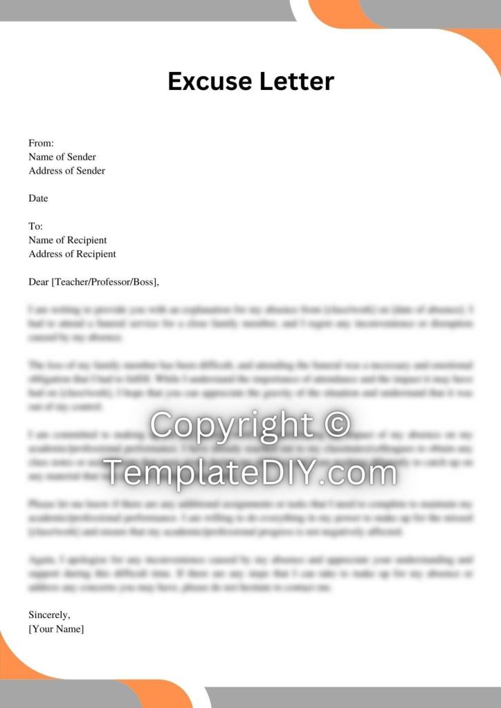 Funeral Excuse Letter Sample with Examples [Word]