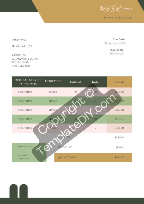 Medical Bill Template Printable in PDF, Word [Editable]