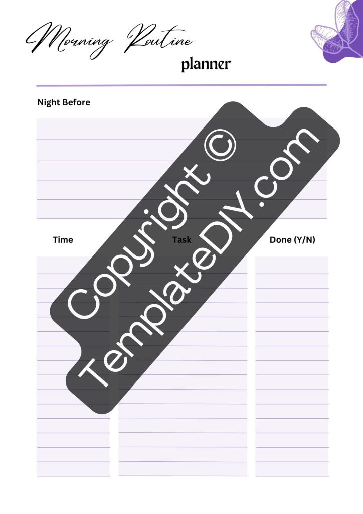 Morning Routine Planner Template PDF, Word, Excel