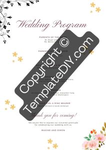 One Page Wedding Program Template Printable Template PDF