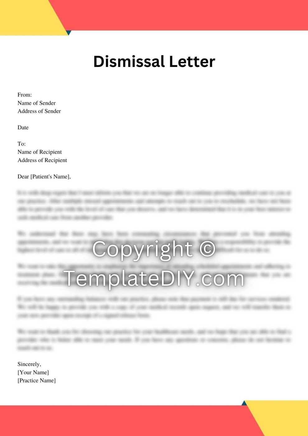 Patient Dismissal Letter for No-Show Sample with Examples