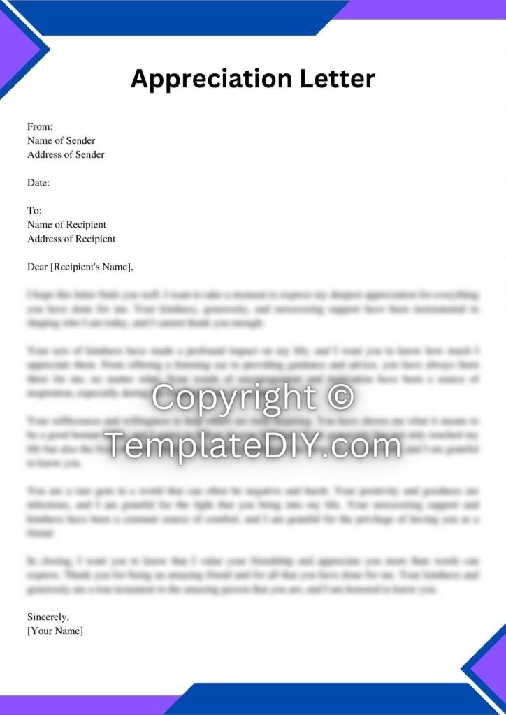 Personal Appreciation Letter Sample and Examples [Word]