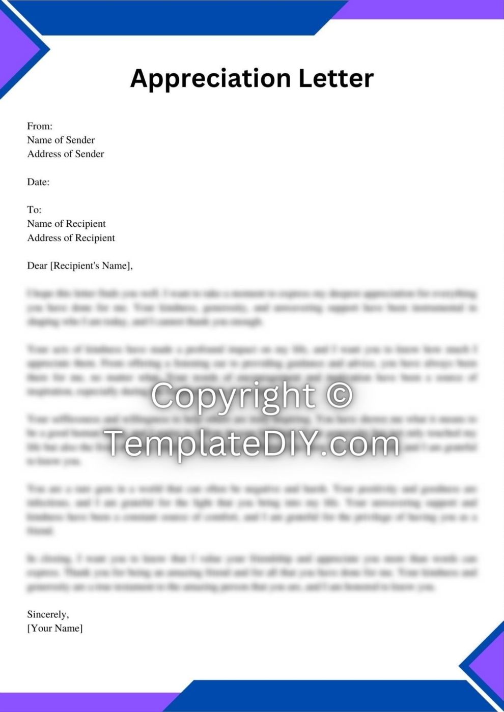 Personal Appreciation Letter Sample and Examples [Word]