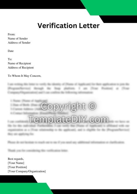 SNAP Verification Letter Template | Download Now