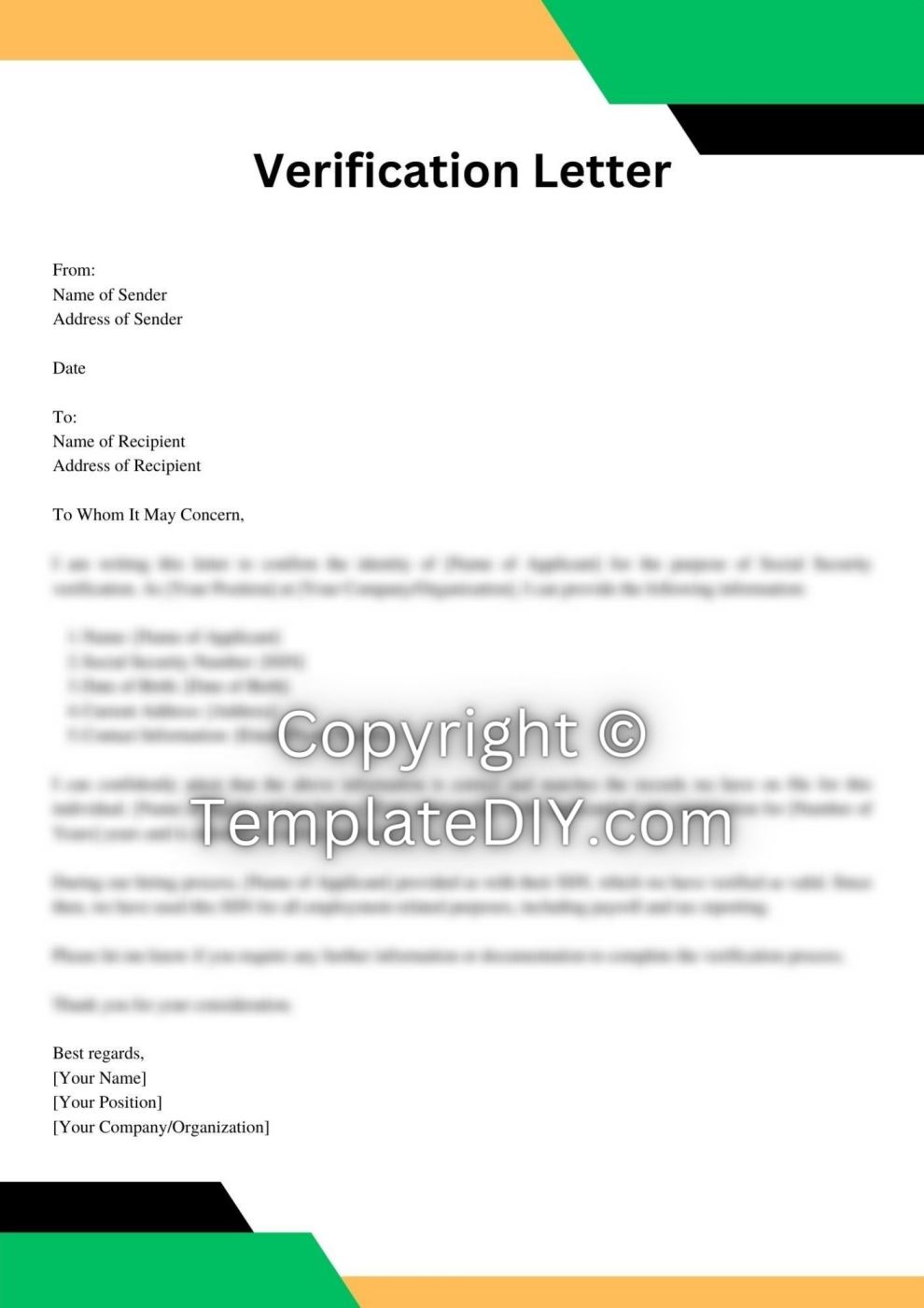 SS Verification Letter Sample with Examples [Word]