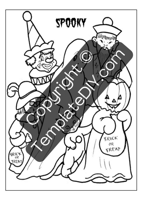 Spooky Halloween Coloring Pages Template Printable PDF