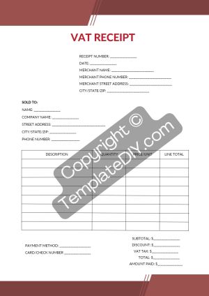 VAT Receipt Template Blank Printable in Pdf, Excel, Word